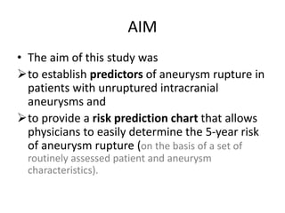 Development of the phases score for prediction of risk of rupture of ...