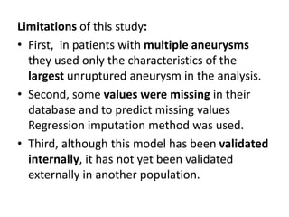 Development of the phases score for prediction of risk of rupture of ...