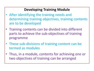Development of traning module | PPT