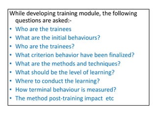 Development of traning module | PPT