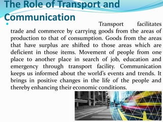 Development of transport and communication in india | PPTX