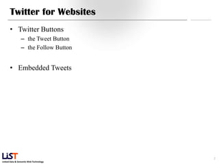 Development of Twitter Application #2 - Twitter for Websites | PPTX