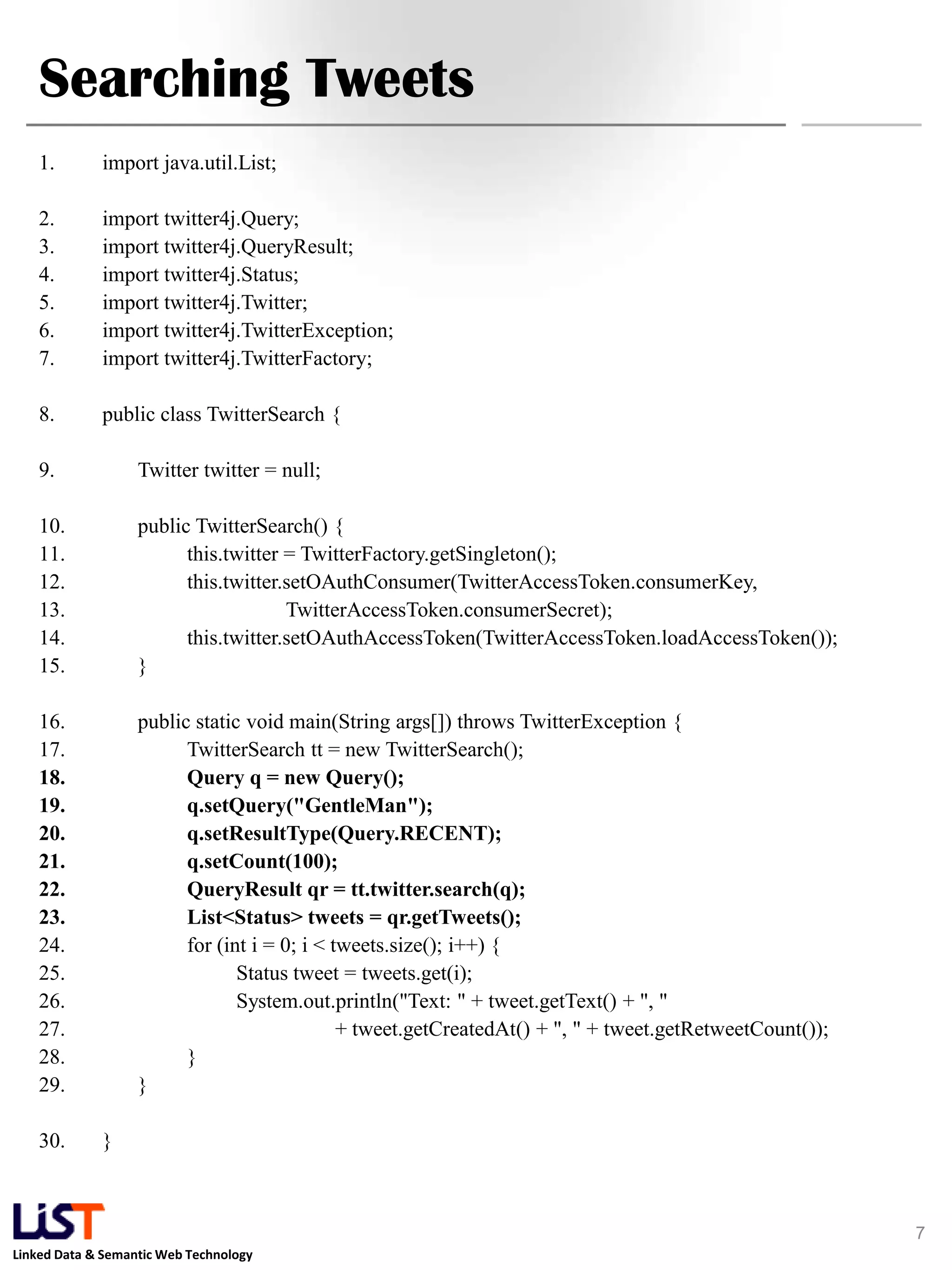 Development of Twitter Application #7 - Search | PDF