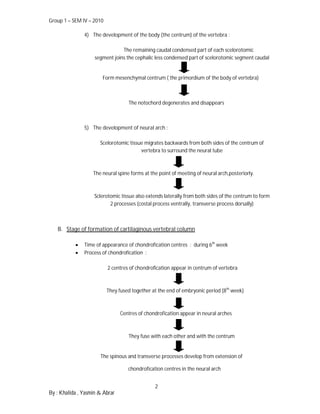 Development Of Vertebral Column Group 1 | PDF