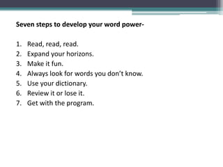 Development of word power | PPTX