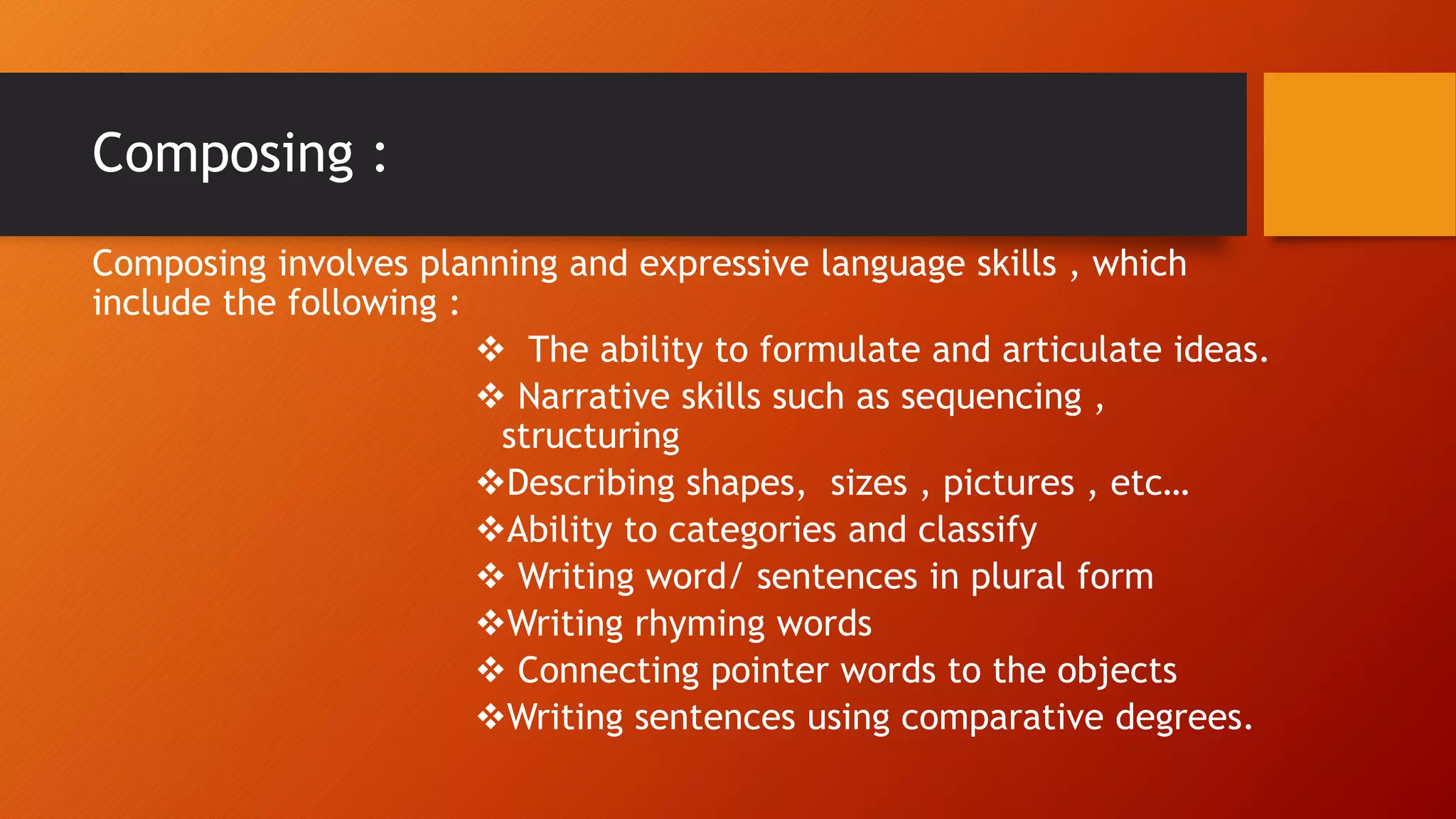 Development of writing skills in hearing impaired | PPTX