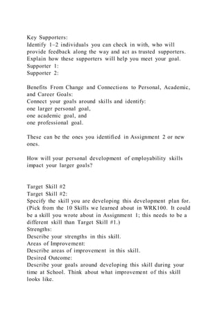 Development Plan for Three Skills TemplateCreate a development p | DOCX