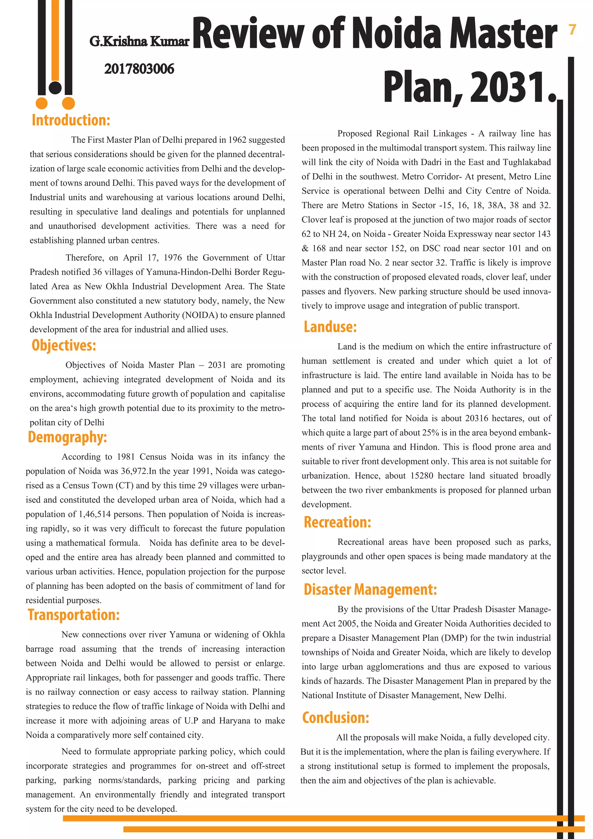 Review of Development Plans/ Master Plans of selected cities of India ...