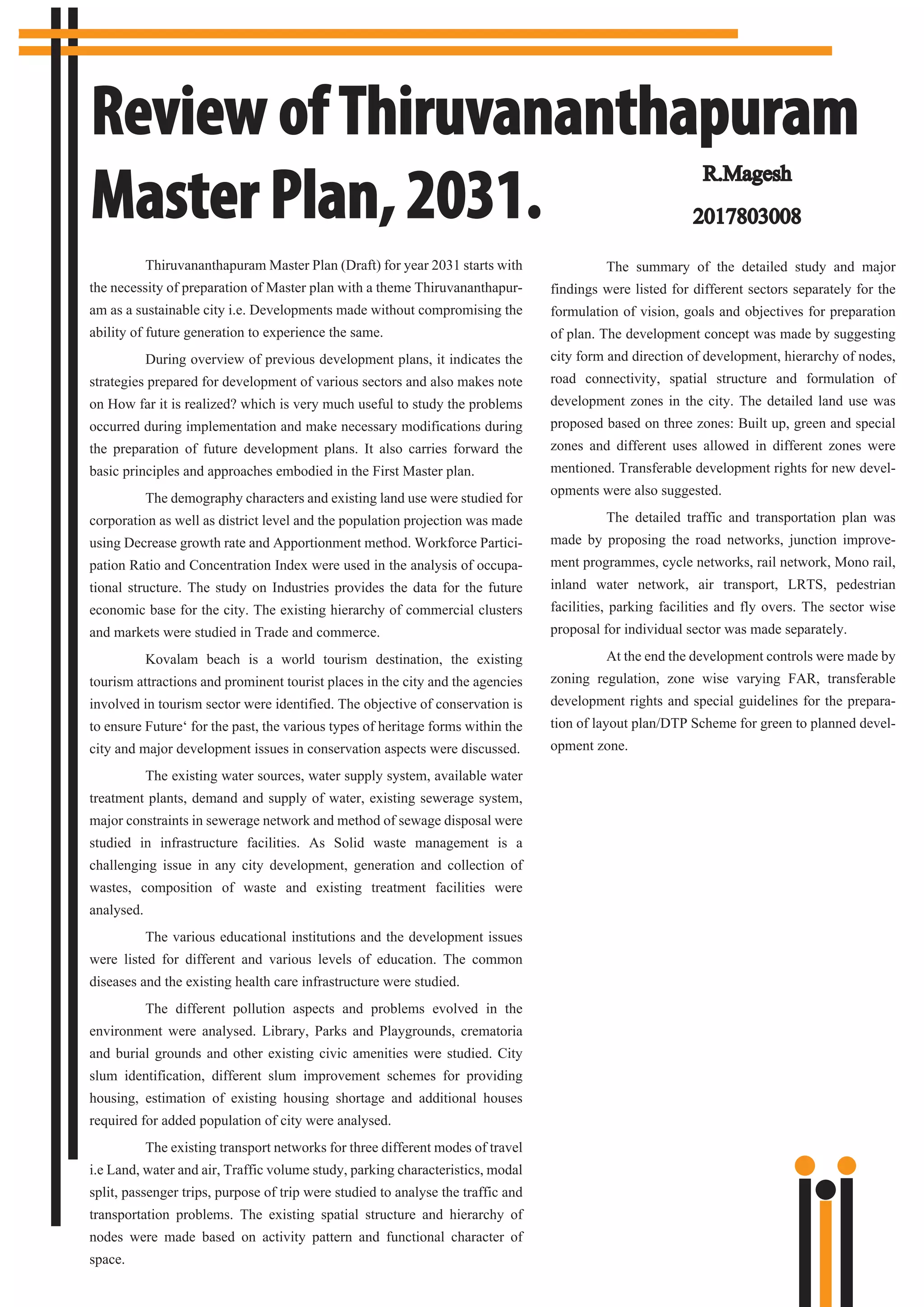 Review of Development Plans/ Master Plans of selected cities of India ...