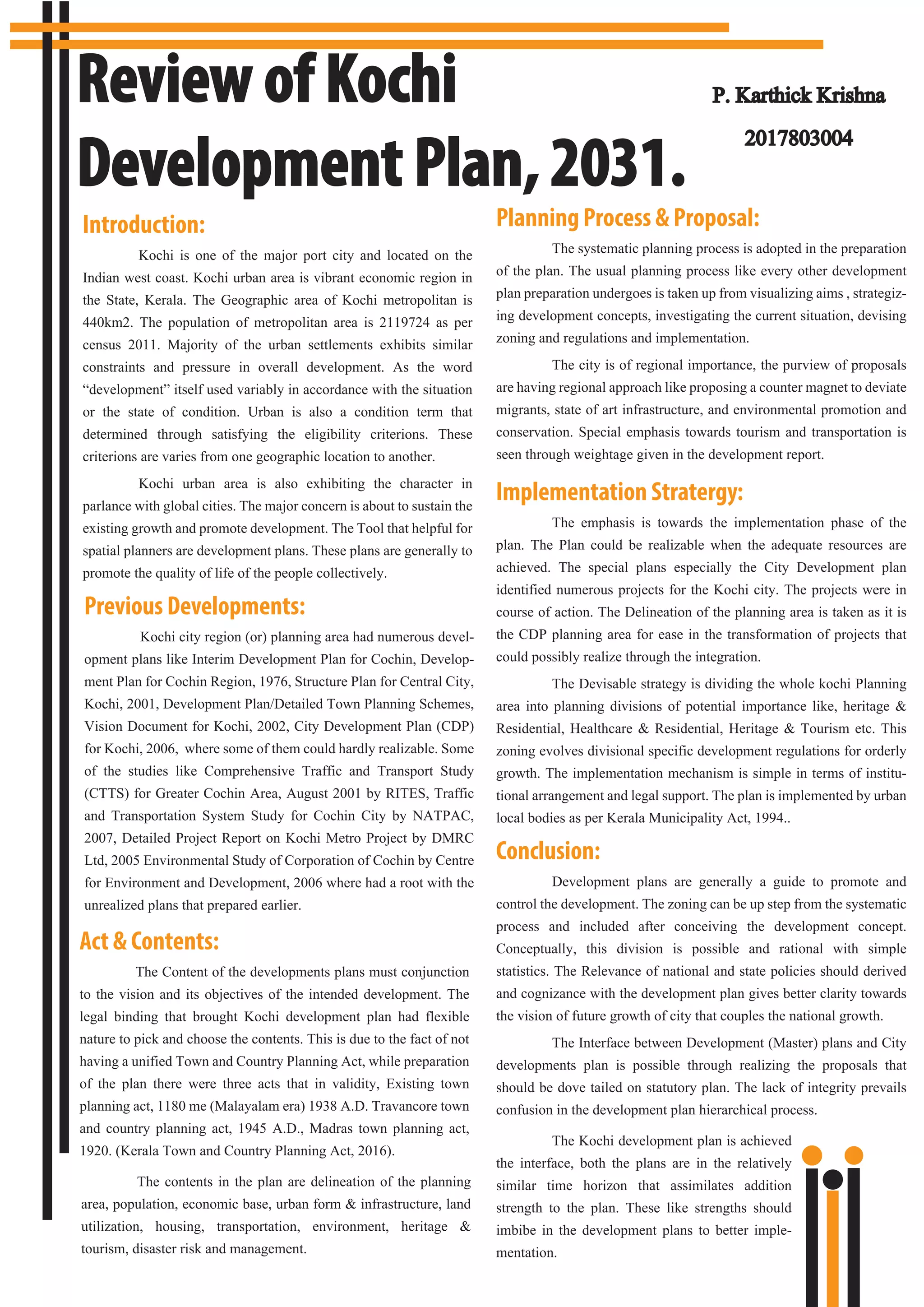 Review of Development Plans/ Master Plans of selected cities of India ...