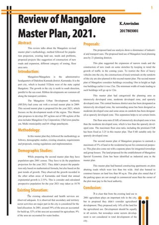 Review of Development Plans/ Master Plans of selected cities of India ...