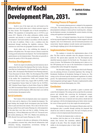 Review of Development Plans/ Master Plans of selected cities of India ...