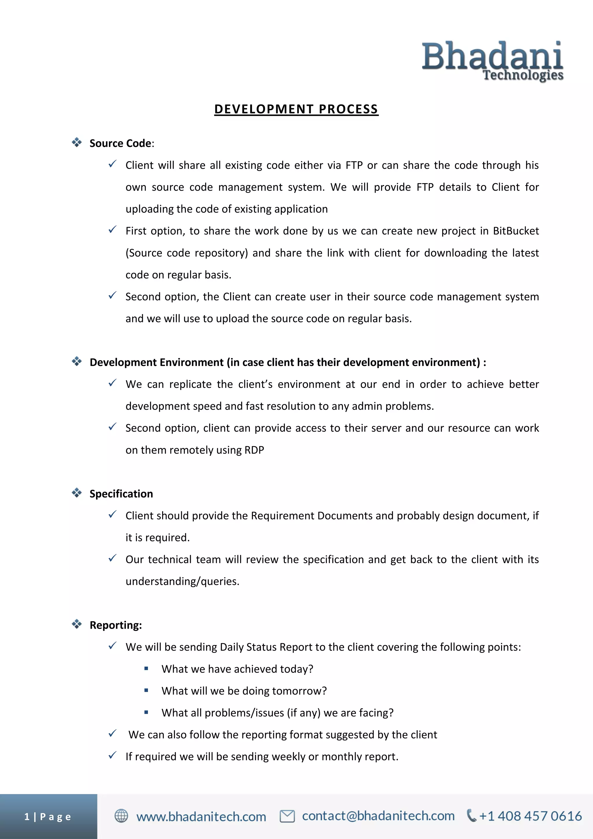 Development process Model of Bhadani Technologies | PDF