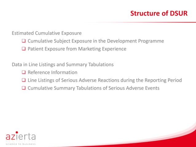 Development safety update report (dsur) pharmacovigilance and safety | PDF