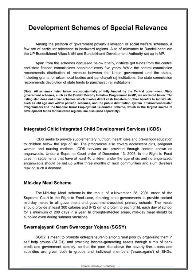 Development schemes,Bundelkhand | PDF