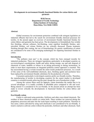Developments in environment friendly functional finishes | PDF