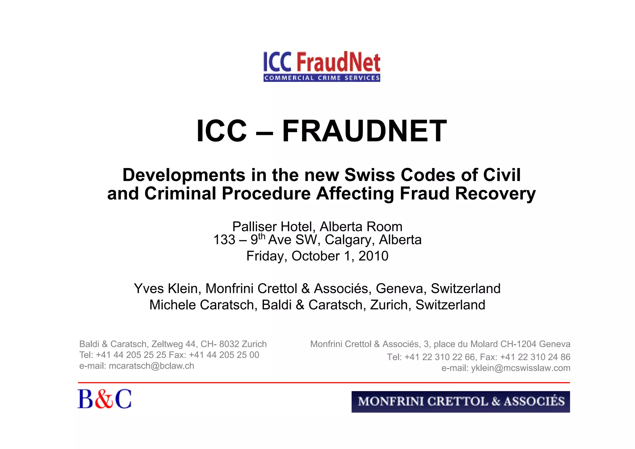 Developments In The New Swiss Codes Of Civil And Criminal Procedure ...