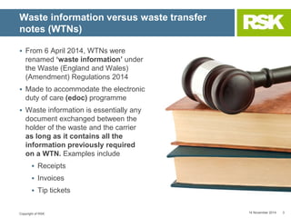 Developments in waste regulation 2014 | PPTX