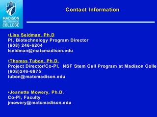 Development of a Technical Program in Stem Cell Science | PPT