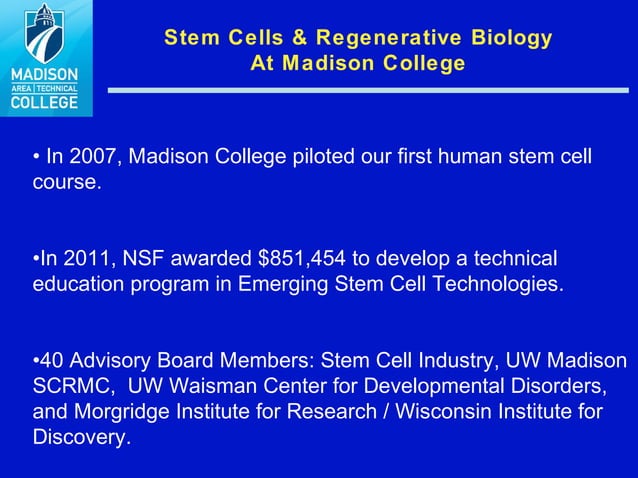 Development of a Technical Program in Stem Cell Science | PPT