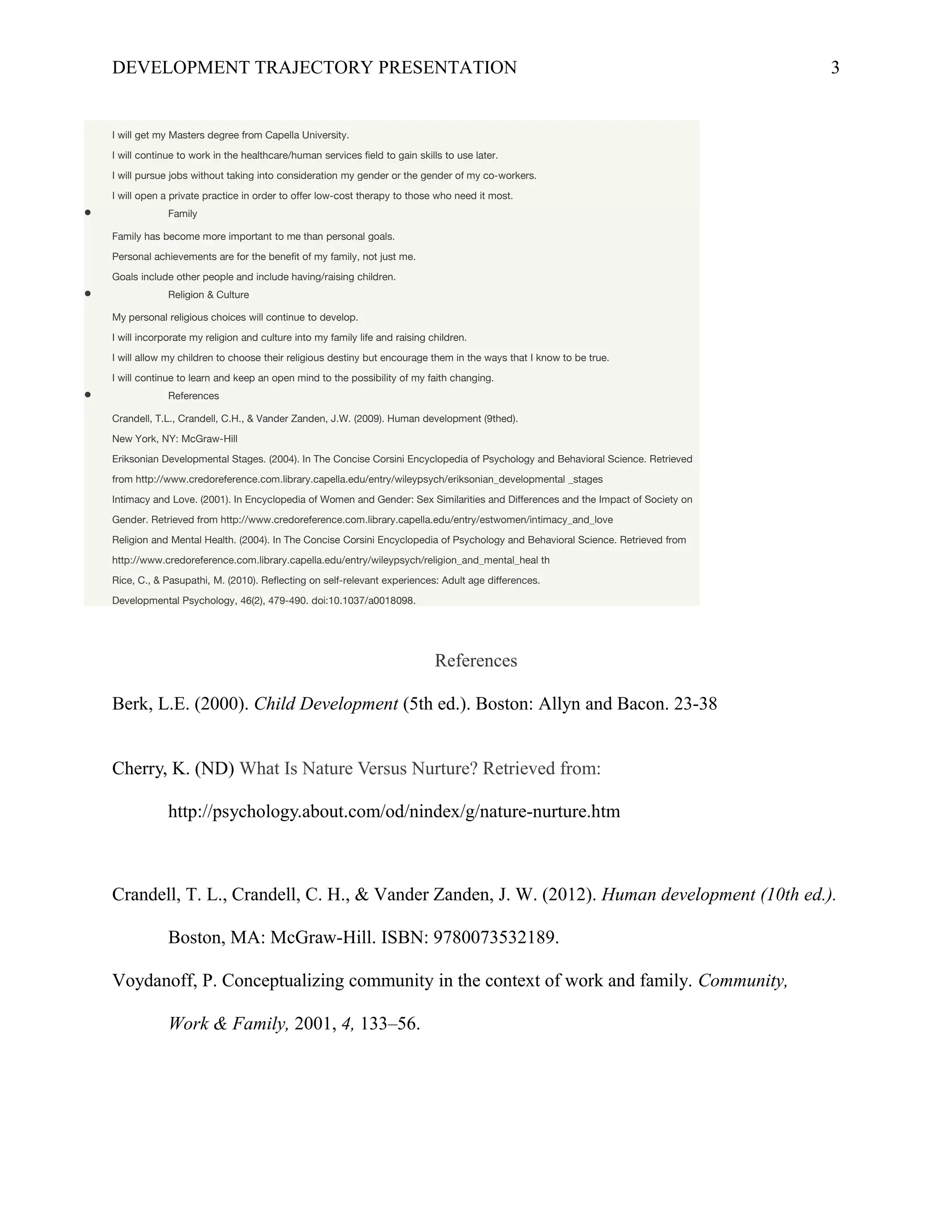 Development trajector presentation | DOC