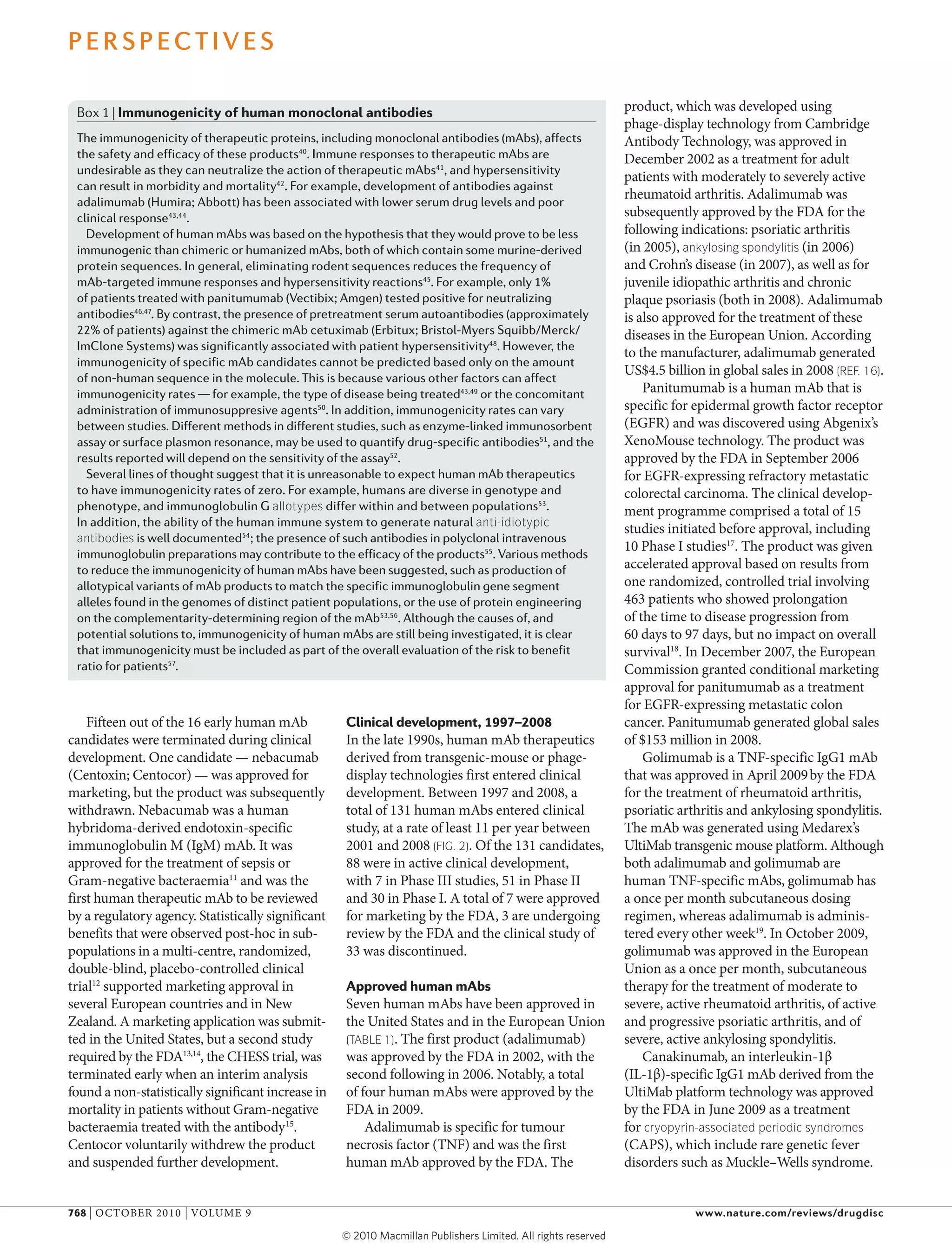 Development trends for human monoclonal antibody therapeutics | PDF