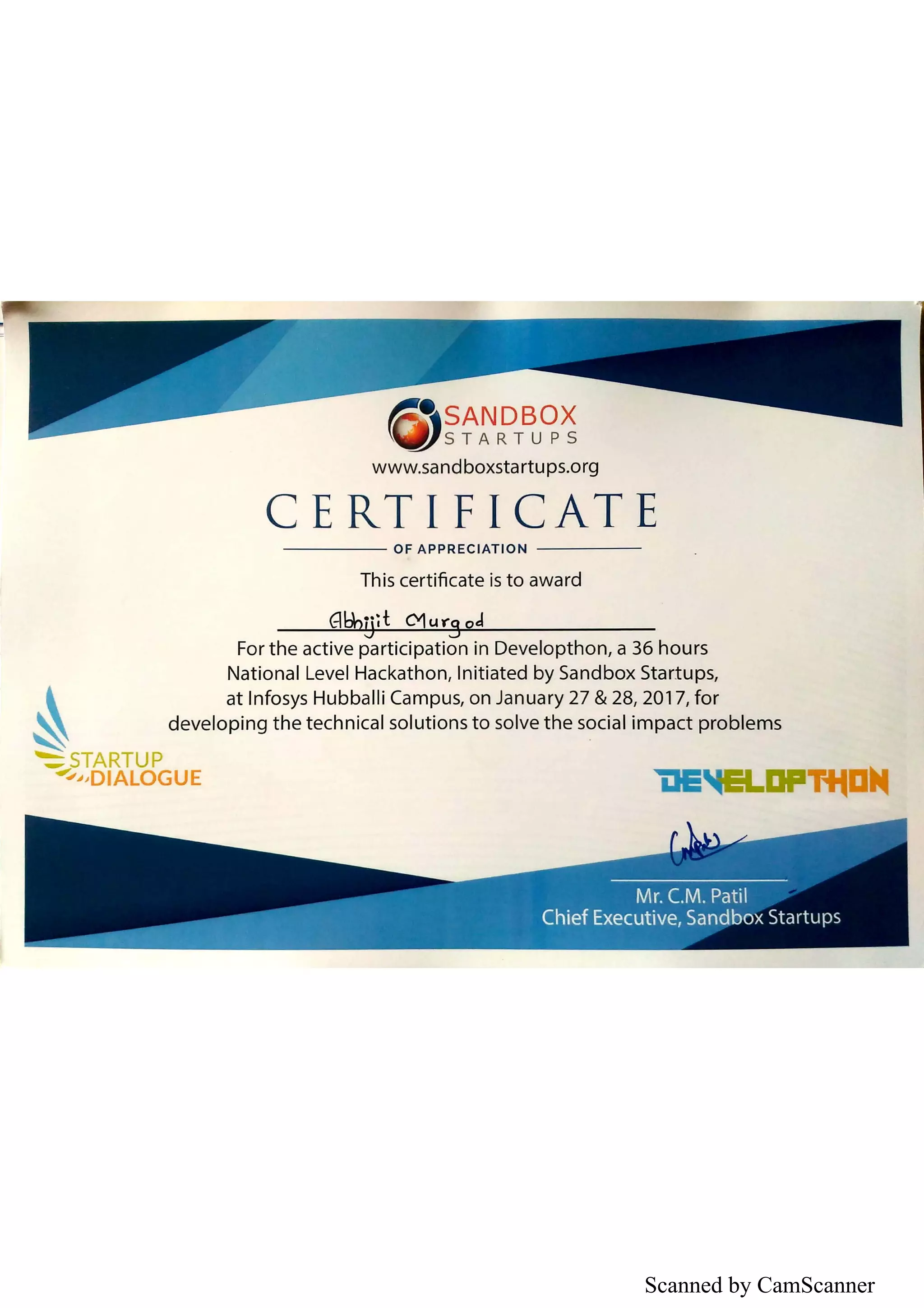Developthon certificate, infosys | PDF