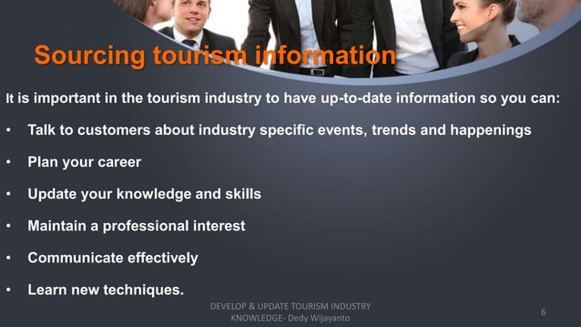Develop & update tourism industry knowledge | PPT