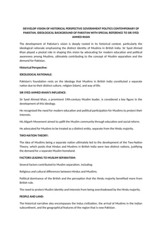 DEVELOP VISION OF HISTORICAL PERSPECTIVE GOVERNMENT POLITICS ...