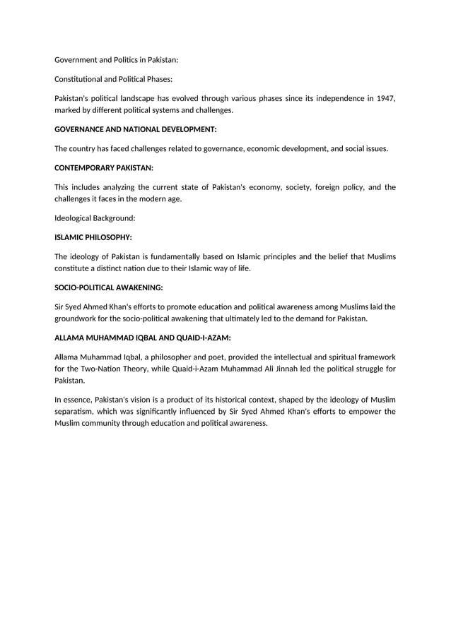 DEVELOP VISION OF HISTORICAL PERSPECTIVE GOVERNMENT POLITICS CONTEMPORARY OF PAKISTAN.docx