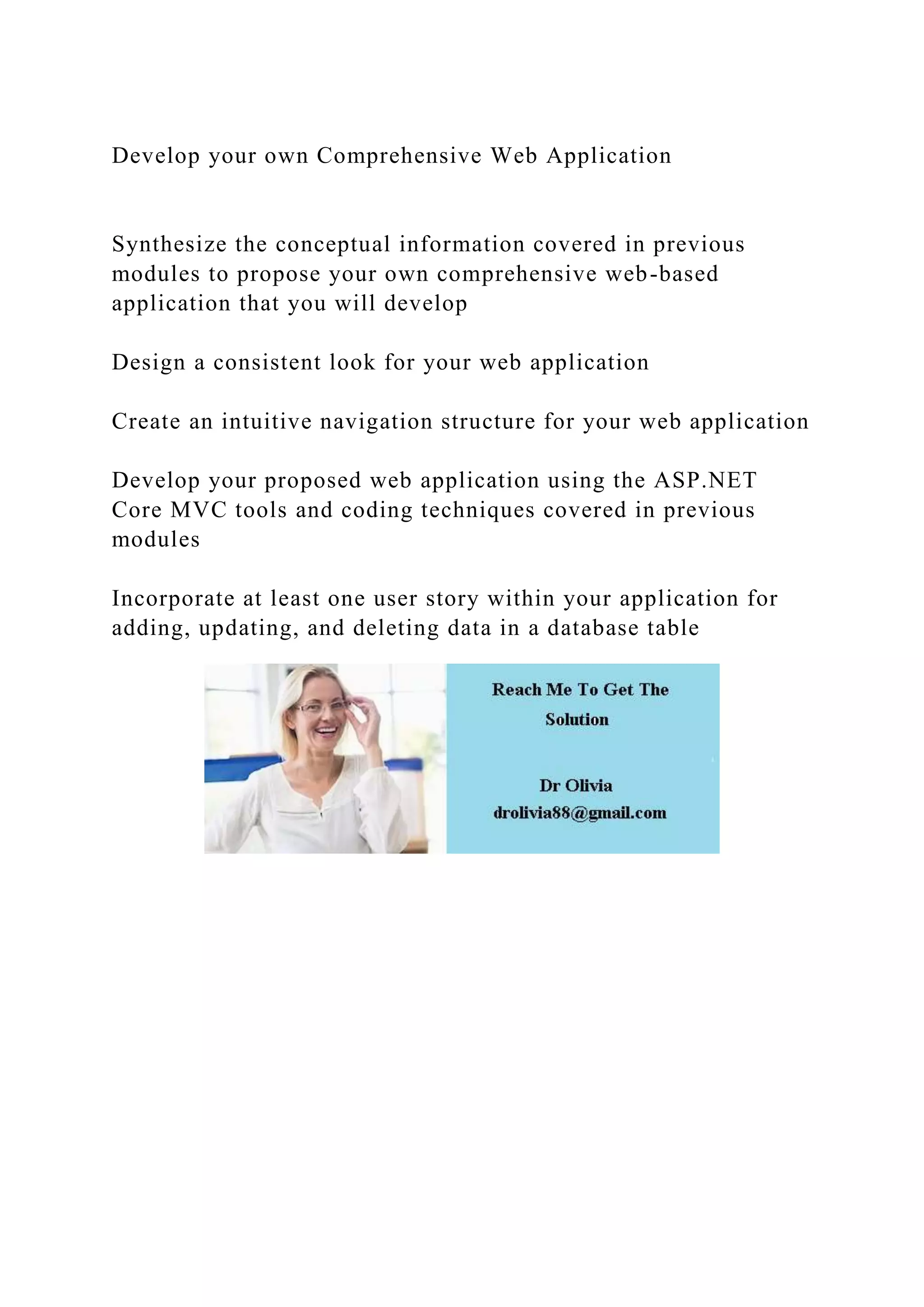 Develop your own Comprehensive Web ApplicationSynthesize the c.docx
