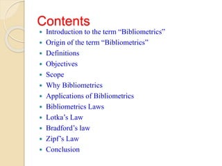 BIBLIOMETRICS LAWS | PPTX