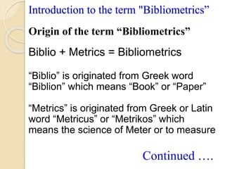 BIBLIOMETRICS LAWS | PPTX