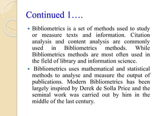 BIBLIOMETRICS LAWS | PPTX