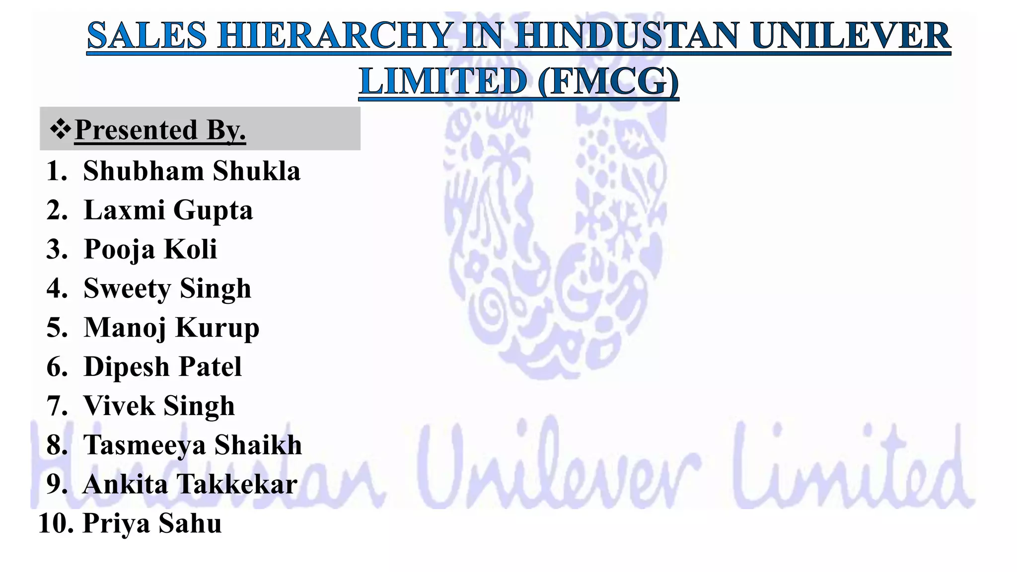 HUL sales hierarchy FMCG Organisation structure of Sales | PPTX