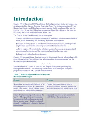 Devens Annual Report 2003 | PDF | Environmental Services Industry | Industries