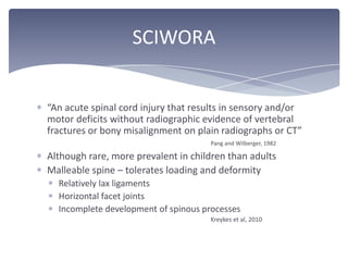 Deveoping a Spinal Clearance Guideline for picu | PPT