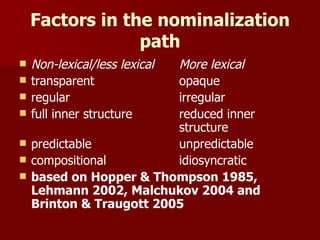 Deverbal nouns and historical development | PPT