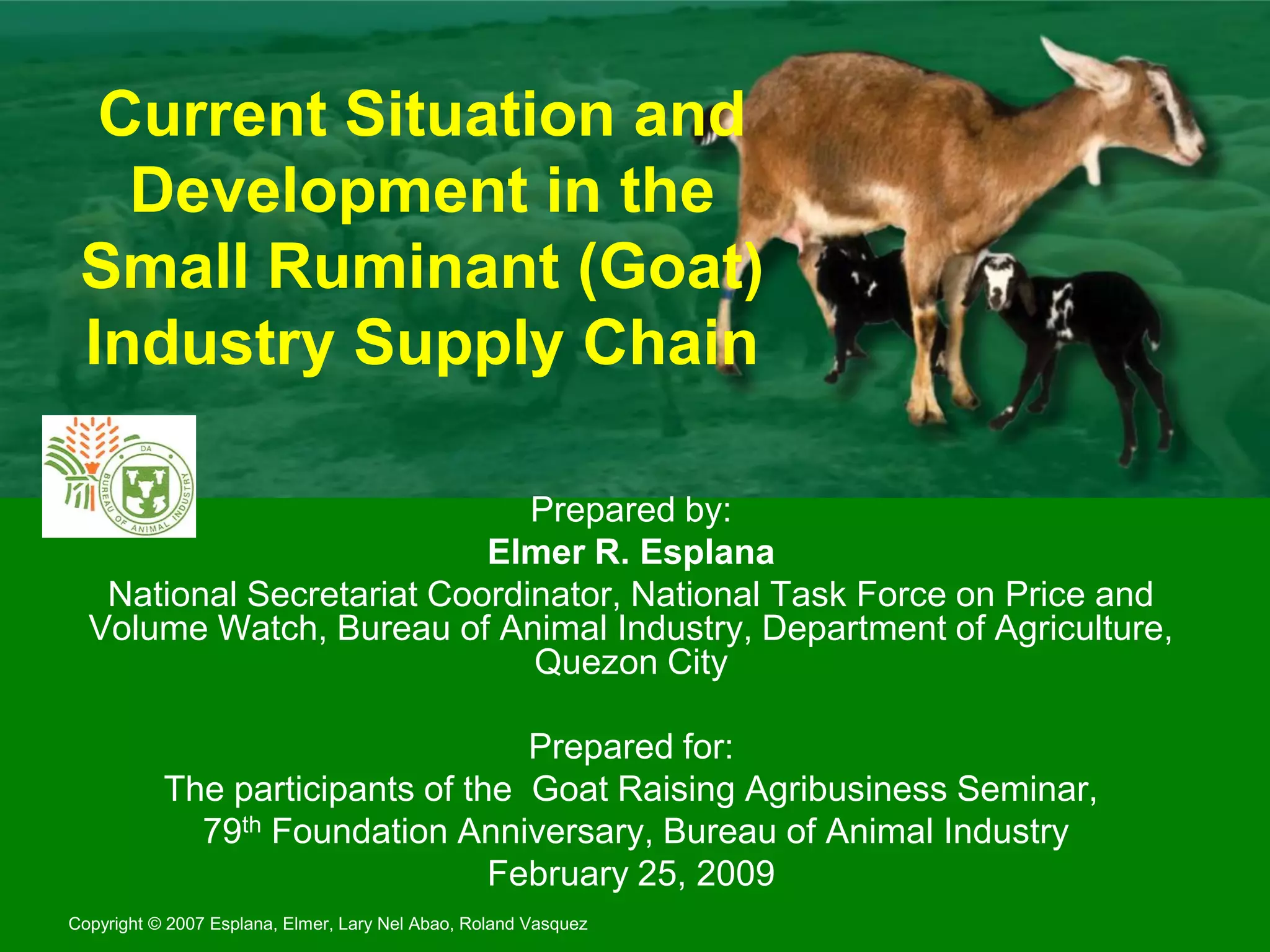 Current Situation and Development in the Small Ruminant (Goat) Industry ...