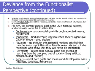 CAPE SOCIOLOGY UNIT 2 Deviance teachernotes | PPTX