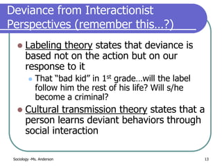 CAPE SOCIOLOGY UNIT 2 Deviance teachernotes | PPTX