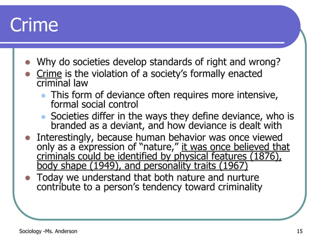 CAPE SOCIOLOGY UNIT 2 Deviance teachernotes | PPTX