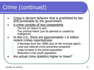 CAPE SOCIOLOGY UNIT 2 Deviance teachernotes | PPTX