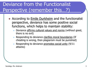 CAPE SOCIOLOGY UNIT 2 Deviance teachernotes | PPTX