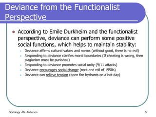 CAPE SOCIOLOGY UNIT 2 Deviance teachernotes | PPTX