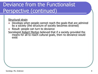 CAPE SOCIOLOGY UNIT 2 Deviance teachernotes | PPTX