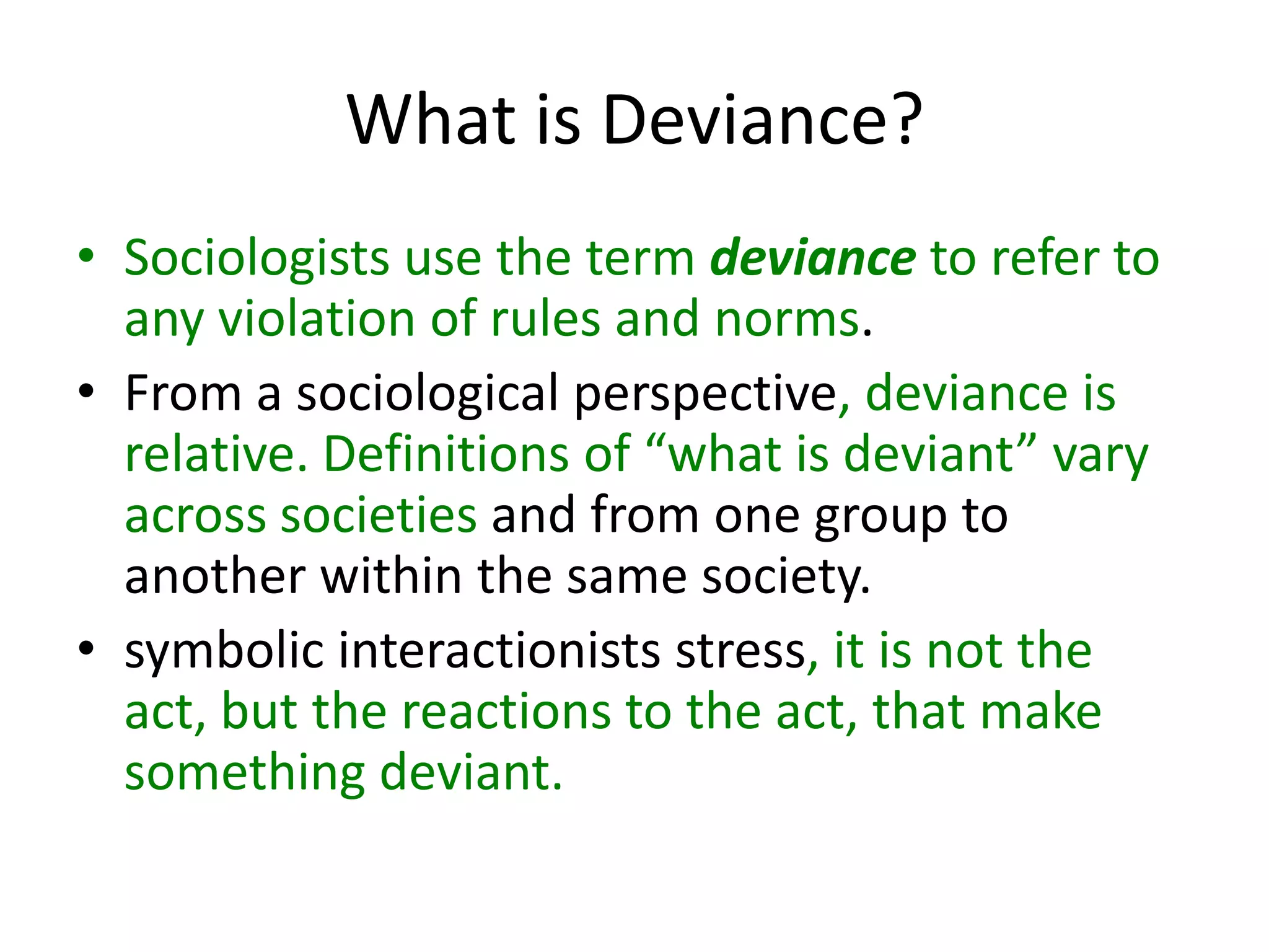 Deviance and social control lecture notes | PPTX