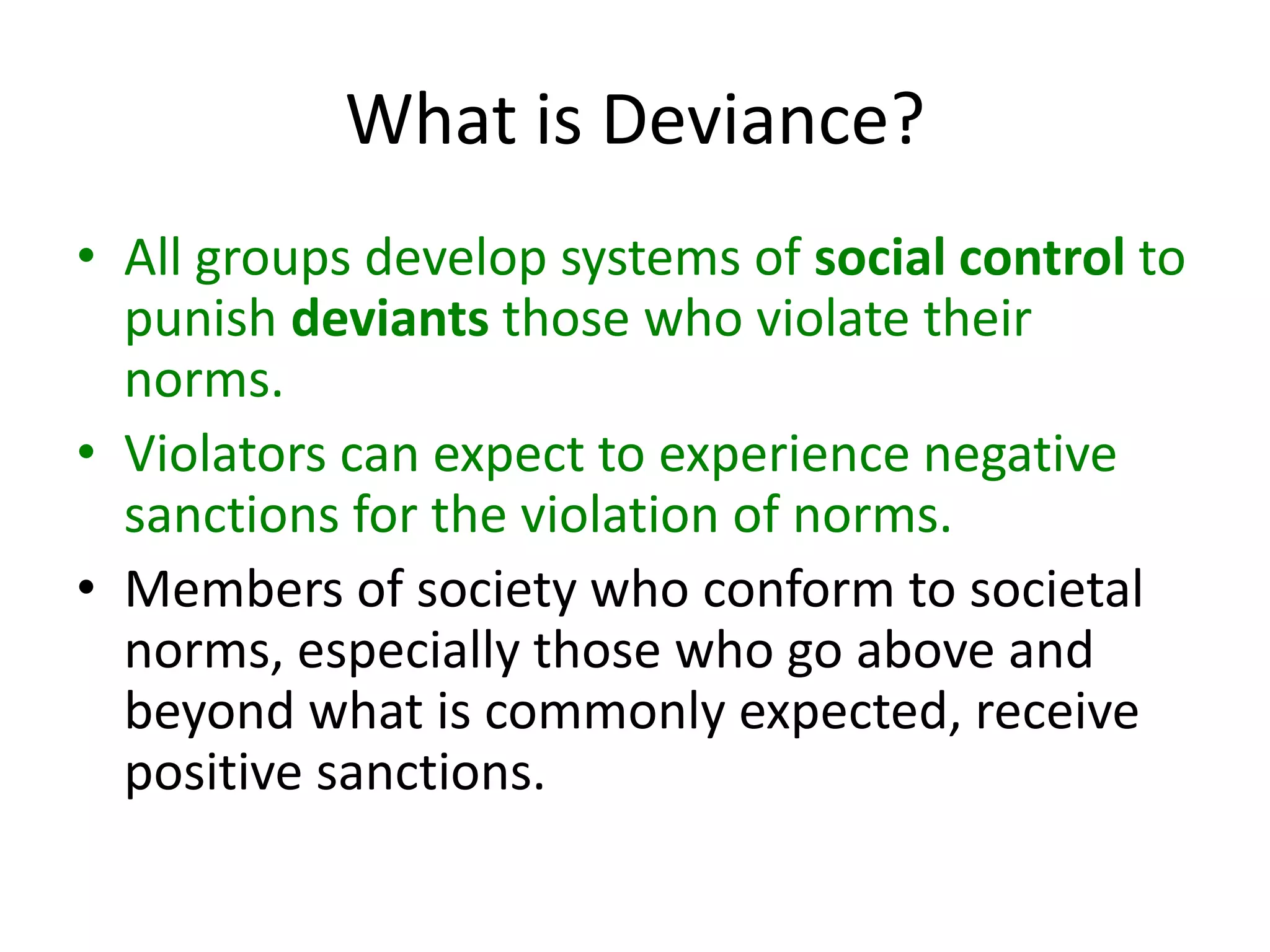 Deviance and social control lecture notes | PPTX