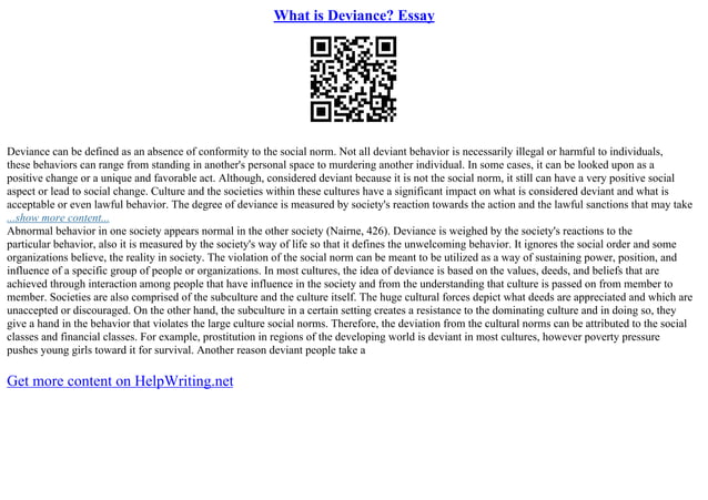 Deviance Definition Essay | PPT