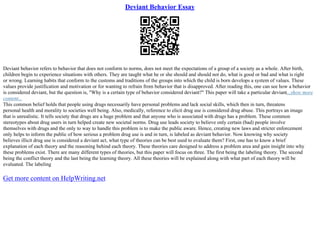 Deviance Definition Essay | PPT